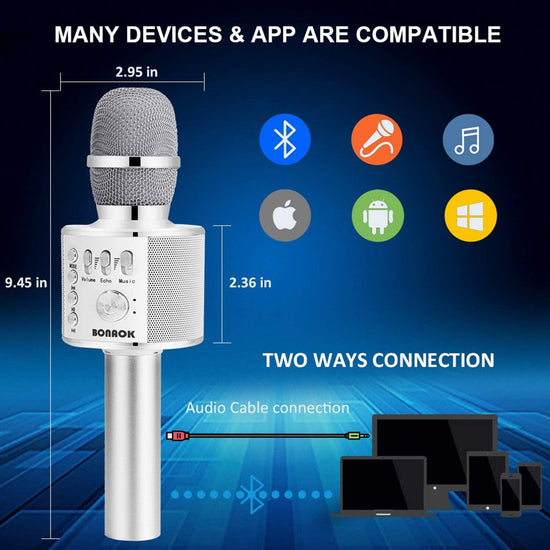 BONAOK Wireless Bluetooth Karaoke Microphone, 3-in-1 Portable Handheld ...
